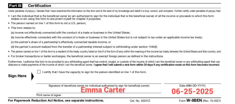 Form W-8BEN Explained: A Complete 2025 Guide For Foreign Individuals ...